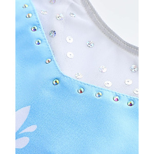XiaoMoSha Gymnastics Leotards for Girls Toddlers Biketards Dance Unitards Sparkle Snowflake Mermaid (Blue,120 5-6Y)