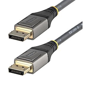 StarTech.com 6ft (2m) VESA Certified DisplayPort 1.4 Cable - 8K 60Hz HDR10 - Ultra HD 4K 120Hz Video - DP 1.4 Cable/Cord - for Monitors/Displays - DisplayPort to DisplayPort Cable - M/M (DP14VMM2M)