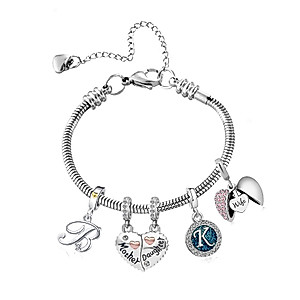KunBead Heart Lobster Clasp Snake Chain Charm Adjustable Bracelets Compatible with Pandora Charms for Jewelry Making-6.7''