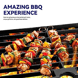 GGC Grill Grates Replacement for Brinkmann 810-8410-F, 810-2410-S, 810-2511-S, 810-2512-S, 810-8411-5, 810-9415-W and Others, 3 PCS Porcelain Coated Cast Iron Cooking Grate(17 3/4" x 8 15/16")