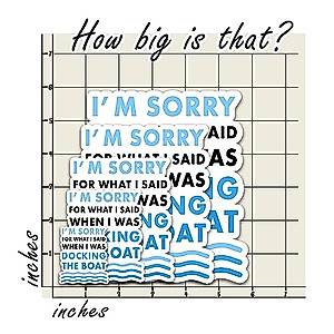 Miraki I'm Sorry For What I Said When I Was Docking The Boat Stickers, Boat Stickers, Travel Stickers, Water Assitant Die-Cut Vinyl Funny Decals for Laptop, Phone, Water Bottles, Kindle Sticker