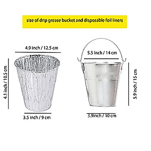 Grease Drip Bucket with 10 Pack Disposable Foil Liners Kits, Replacement for HDW152, Compatible with Traeger Smoker Grills/for OKJ/for Green Mountain Grill/for Z Grill Wood Pellet Grills & Smokers