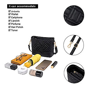 Shaelyka Small Crossbody Bags for Women, Leather Shoulder Bag Purse Water Resistant, Black
