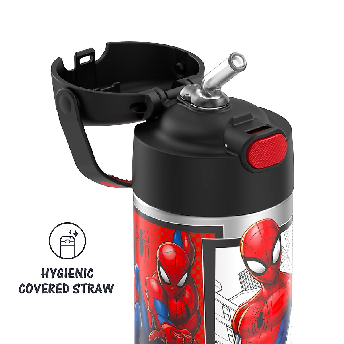 THERMOS FUNTAINER 12 Ounce Stainless Steel Vacuum Insulated Kids Straw Water Bottles | Encanto and Spider-Man