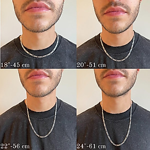 QUADRI - Certified Made in Italy 925 Sterling Silver 5mm Figaro Link Chain Necklace 20 Inchs