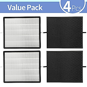 Gazeer True HEPA Filter Replacement Compatible with Levoit LV-PUR131 LV-PUR131-RF HEPA & Activated Carbon Filters, 2 Sets