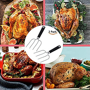 Turkey Lifter Forks Set of 2 Stainless Steel Turkey Lifters with Non-Slip Handle Turkey and Poultry Lifters Turkey Claws Carving Fork