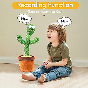 2023 Dancing Cactus Toy Bluetooth [Play Your Songs] Record Repeating What You Say, Rechargeable Singing Talking Cactus Toy Gifts for Baby Boys and Girls
