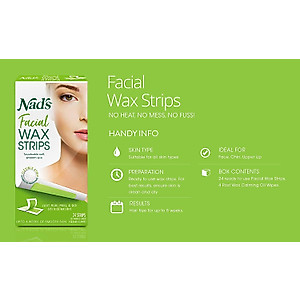Nads Hair Removal Facial Strips 24 Count