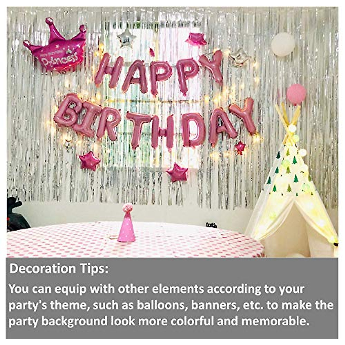 Vanujoy 3 Pack Silver Foil Fringe Backdrop Curtains Party Decoration - Tinsel Party Door Fringe Curtain Backdrop for Birthday Bachelorette Party Engagement Bridal Shower Graduation Decoration