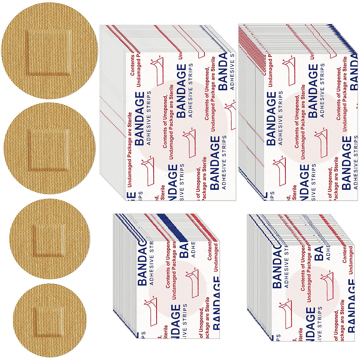 400 Pcs Adhesive Spot Bandage 4 Sizes Flexible Fabric Adhesive Bandages Round Tan Non Latex Bandage for Wound Care and Hides Skin Spots Ideal for Small Incisions, 0.86 Inch 0.98 Inch 1.1 Inch 1.4 Inch