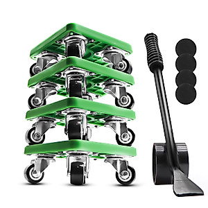 Furniture Mover Dolly with Lifter, 4 Wheel Furniture Dolly 800 LB Load Capacity, 360° Rotation Wheels Moving Dolly,Furniture Lifters for Heavy Furniture,Moving System Roller Set.（Green）