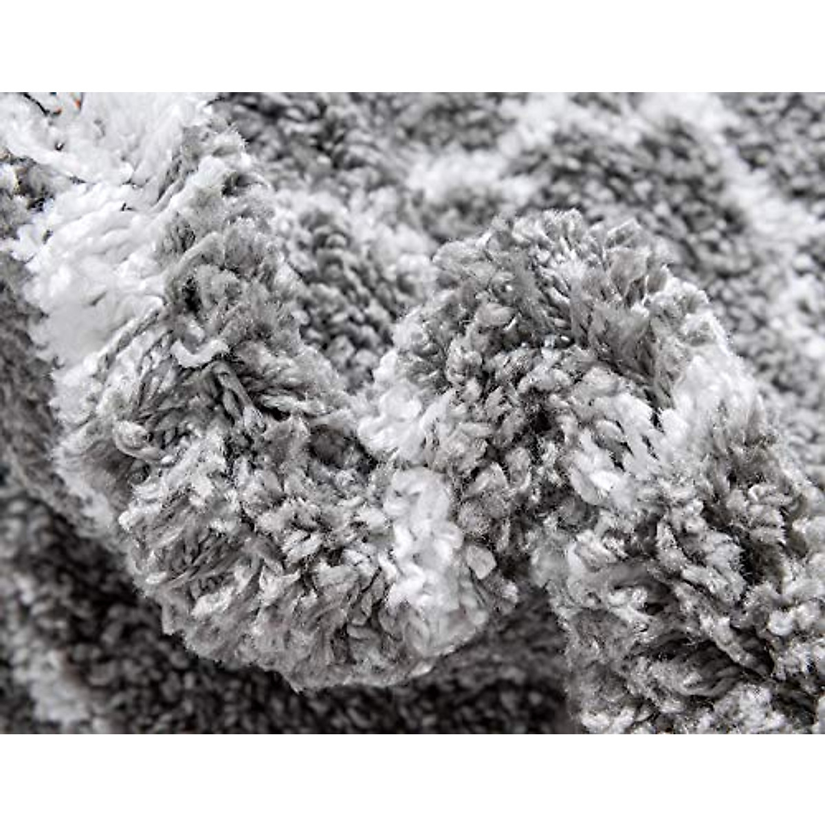 Unique Loom Rabat Shag Collection Area Rug - Marble (5' 1" x 8' Rectangle, Gray/ Ivory)