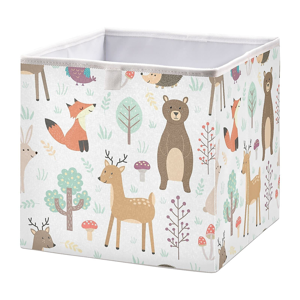 Joisal Forest Animals 11 Inch Cube Storage Bin Collapsible Full Printed Fabric Bins, Box Shelves Cube Storage