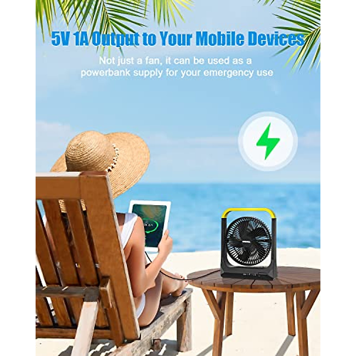 8-inch 10400mAh Battery Operated Fan(up to 28Hrs work time) - Portable Fan Rechargeable - USB Personal Desk Fan - Battery Powered Fan use for Bedroom, Desktop, Table, Office, Camping, and Outdoor