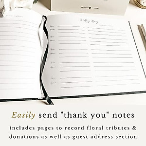 Funeral Guest Book - Elegant in Loving Memory Memorial Service Guest Book for Funeral with Matching Share A Memory Table Stand - 250 Guests Entries with Name & Address, Hardcover (Black)