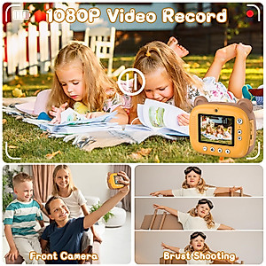 Kids Instant Camera for 3-12 Years Old Kids Toddlers Childrens Boys Girls Birthday Gifts 2.4 Inch Screen 12MP / 1080P HD Video Camera Baby Instant Print Digital Camera