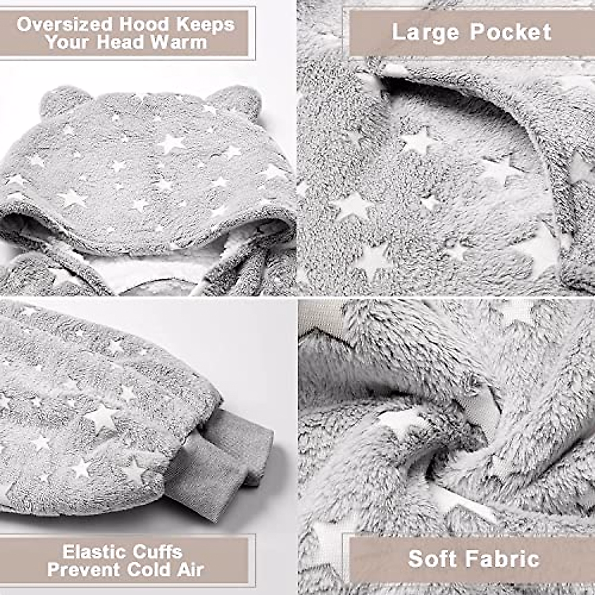 THREE POODLE Wearable Blanket Hoodie, Glow in The Dark Sherpa Hoodie, Oversized Hooded Blanket Sweatshirt for Adults Women Men Kids, Extremely Cozy, Warm, Soft, and Fuzzy