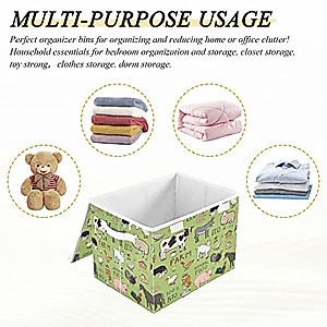 xigua Farm Animals Storage Bins with Lids Foldable Large Cube Storage Boxes with Handles for Home Bedroom Closet Office (16.5x12.6x11.8 in)#26