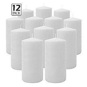 Hyoola White Pillar Candles 3x6 Inch - Unscented Pillar Candles - 12-Pack - European Made
