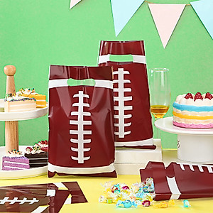 Sinmoe 50 Pcs 6.4 x 10 Inch Football Goodie Bags Football Treat Candy Bags Plastic Party Favor Bags Football Bag Football Theme Gift Bag Football Party Supplies for Birthday Party Decorations