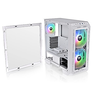 Thermaltake View 300 MX TG ARGB Motherboard Sync E-ATX Mid Tower Computer Case with 2x200mm Front & 1x120mm Rear ARGB Fan, Interchangeable Tempered Glass & Mesh Front Panel, CA-1P6-00M6WN-00, White