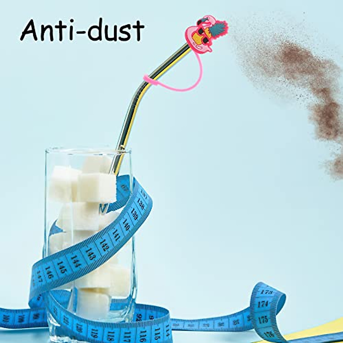 Straws 8pcs Flamingo Pineapple Silicone Straw Cover Hawaiian Party Drinking Straw Caps Straw Plugs Lids for Straw Tips