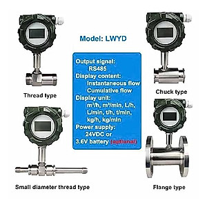XAXAX Water Flow Meter, LWYD/LWYE Liquid Flow Meter Sensor， Transmitter RS485 of Pure Water Edible Oil Methanol Beer Gasoline Milk Alcohol,Gallon, QTS, PTS, L, m³(LWYD-DN12)