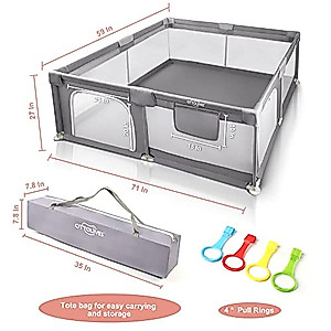 OTTOLIVES Baby Playpen, 71x59 Inch Extra Large Playpen for Babies and Toddlers, Safety Baby Gate Playpen with Breathable Mesh, Portable Play Yard for Babies for Indoor & Outdoor Kids Activity Center