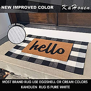KaHouen Cotton Buffalo Check Rug 27.5 x 43 Inches, Buffalo Plaid Rug, Washable Hand-Woven Outdoor Checkered Rugs for Layered Door Mats/Kitchen/Farmhous (Christmas Porch Decor Mat)