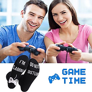 Wrahonbi Gaming Sock, Do Not Disturb I'm Gaming,Gaming Socks for Teen Boys Gamer with Glowing, Novelty Socks for Men Dad Father Women Long