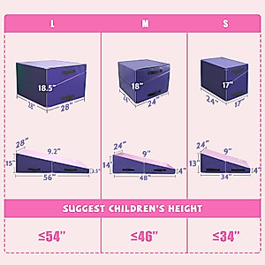 Kangaroo Hoppers Incline Gymnastics Mat, 48”x24”x14” Folding Wedge for Kids Tumbling, Skill Training, Multiple Colors Cheese Mat for Gymnastics, Home Gym Exercise, Pink/Purple