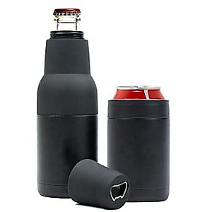 Beer Lovers Gifts Ideas Men and Women | 3-In-1 Bottle Cooler for Beer and Can with Opener | Double Walled Thermo Can Insulator to Keep Beverages Cold at BBQs or to Watch Sports 14oz