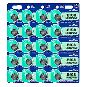 Murata 381/391 Battery SR1120/W/SW 1.55V Silver Oxide Watch Button Cell (20 Batteries)