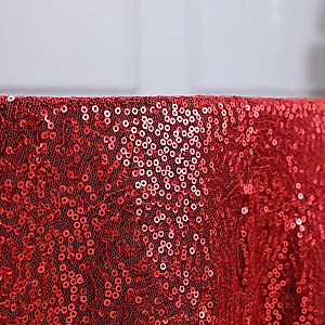 Tableclothsfactory 108" Wholesale Premium Red Table Cover Sparkly Sequin Round Tablecloth for Wedding Banquet Party Home Decor