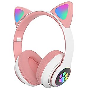 DVUIYYL Kids Headphones for School, Wireless Headphones for Kids and Adults, Kids Bluetooth Headphones with Microphone, Cat Ear Headphones for Girls and Boys