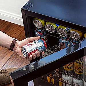 NewAir Beverage Refrigerator Cooler with 90 Can Capacity - Mini Bar Beer Fridge with Right Hinge Glass Door - Cools to 34F - AB-850B - Black