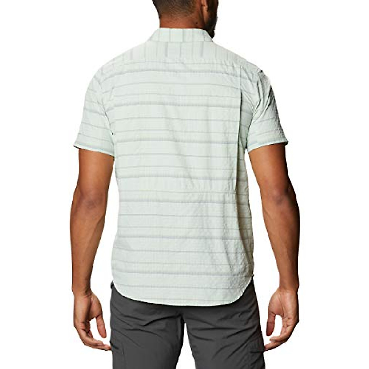 Columbia Men’s Silver Ridge Short Sleeve Seesucker Shirt, Moisture Wicking, Sun Protection, Sea Sprite Stripe, X-Large