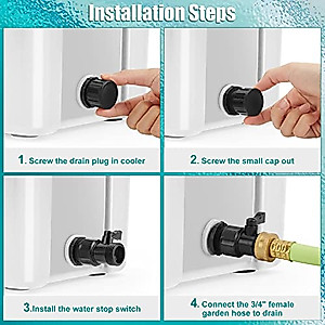 WADEO Cooler Drain Plug Hose Connection, Replacement Drain Plug with Garden Hose Shut Off Valve for YETI Cooler, YETI Tundra Cooler, Roadie Cooler, Tank Cooler and RTIC 20QT, 45QT, 65QT Cooler