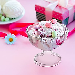 Mezchi Set of 12 Ice Cream Bowl Set, 8 Ounce Plastic Dessert Bowls, Clear Footed Dessert Cups, Ice Cream Cups Bowls for Sundae Milkshakes Parfait Fruit Pudding