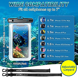 Universal Waterproof Phone Pouch, Floating Waterproof Phone Case for iPhone 14 13 12 11 Pro Max XS Plus Samsung Galaxy-7", IPX8 Cell Phone Dry Bag -4 Pack