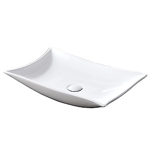 SHACO Contemporary 22.44" X 14.57" Porcelain Ceramic Above Counter Bathroom Vessel Sink, Countertop Bowl Lavatory Vanity Big Bathroom Sink