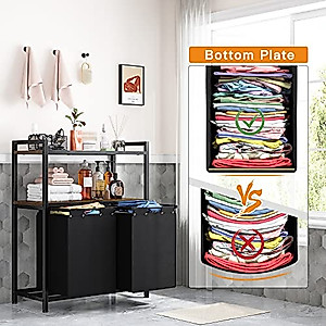 EnHomee laundry Basket 112 L Large Double Laundry Hamper with Shelf Laundry Sorter 2 Section with Removable Bags Organizer Clothes Hamper for Laundry