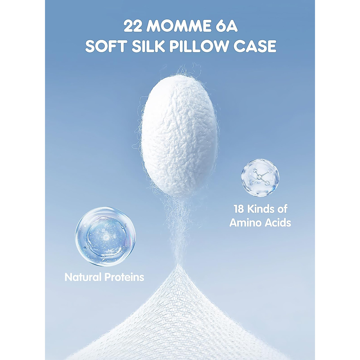 Mulberry Silk Pillowcase for Hair and Skin, SGMSILK 22 Momme Natural Silk Pillow Cases with Zipper, 6A Soft and Smooth Single Sided Pure Silk Pillow Cover (White, Queen 20"x30")