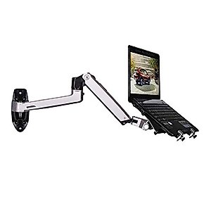 XSJ8012WT Aluminum Alloy Mechanical Spring Arm Wall Mount Laptop Holder Full Motion Laptop Mount Arm Monitor Holder Laptop Stand (Black)