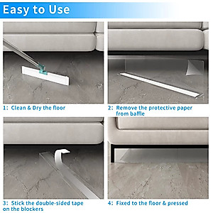 WHALE STORE 5 Packs Acrylic Couch Blocker, Transparent Under Bed Blocker 15.74" L x 3.14" H for Prevent Things from Getting Under The Furniture Comes with Strong Tape for Hard Surface Floors Only