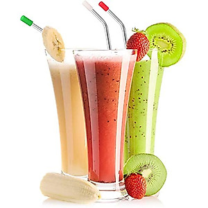 Kichwit Extra Long Stainless Steel Straws Set of 8, Reusable Wide Straws for Smoothies, 10.5 Inches Long, 5/16" Wide, Metal Drinking Straws, 2 Cleaning Brushes Included