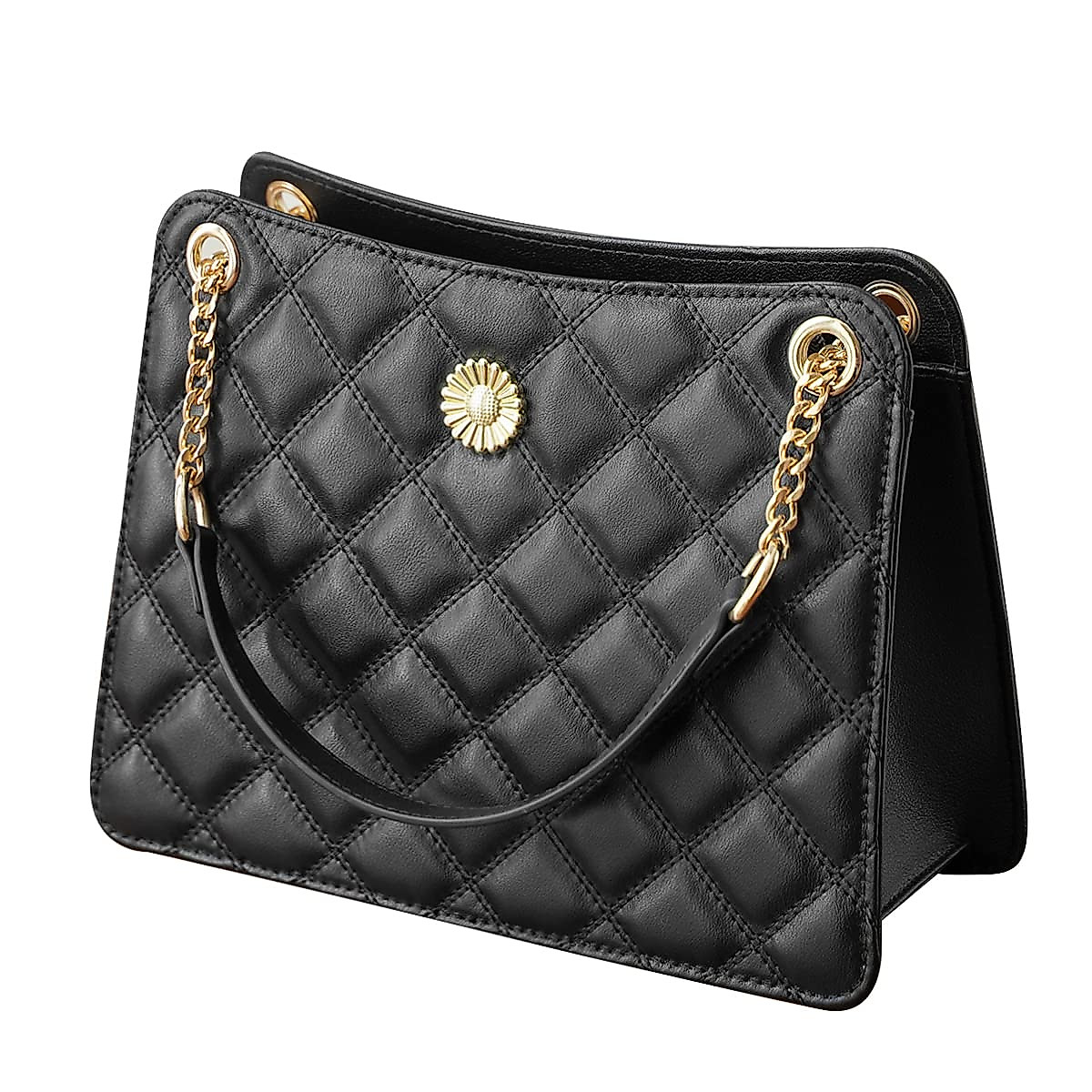 LAORENTOU Cow Leather Small Crossbody Bags for Women Quilted Handbag Purse with Chain Strap Shoulder Purse Clearance