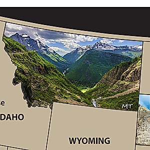 Scratch off Map United States of America Travel Poster 17 x 24 Wall Art Decor Photos of National Parks and other Iconic locations Includes State Flags Scratch Pen Guitar Pick and Gift Tube