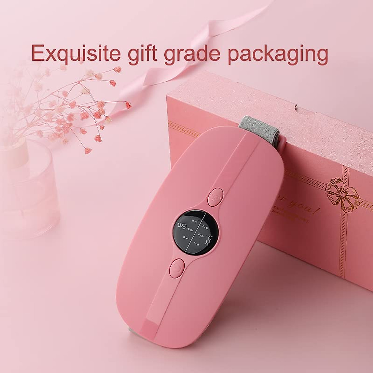 Portable Cordless Heating Pad, Menstrual Heating Pad with 3 Heat Levels and 3 Vibration Massage Modes, Fast Heating Belly Wrap Belt, Back or Belly Pain Relief Heating Pad for Women and Girl(Pink)